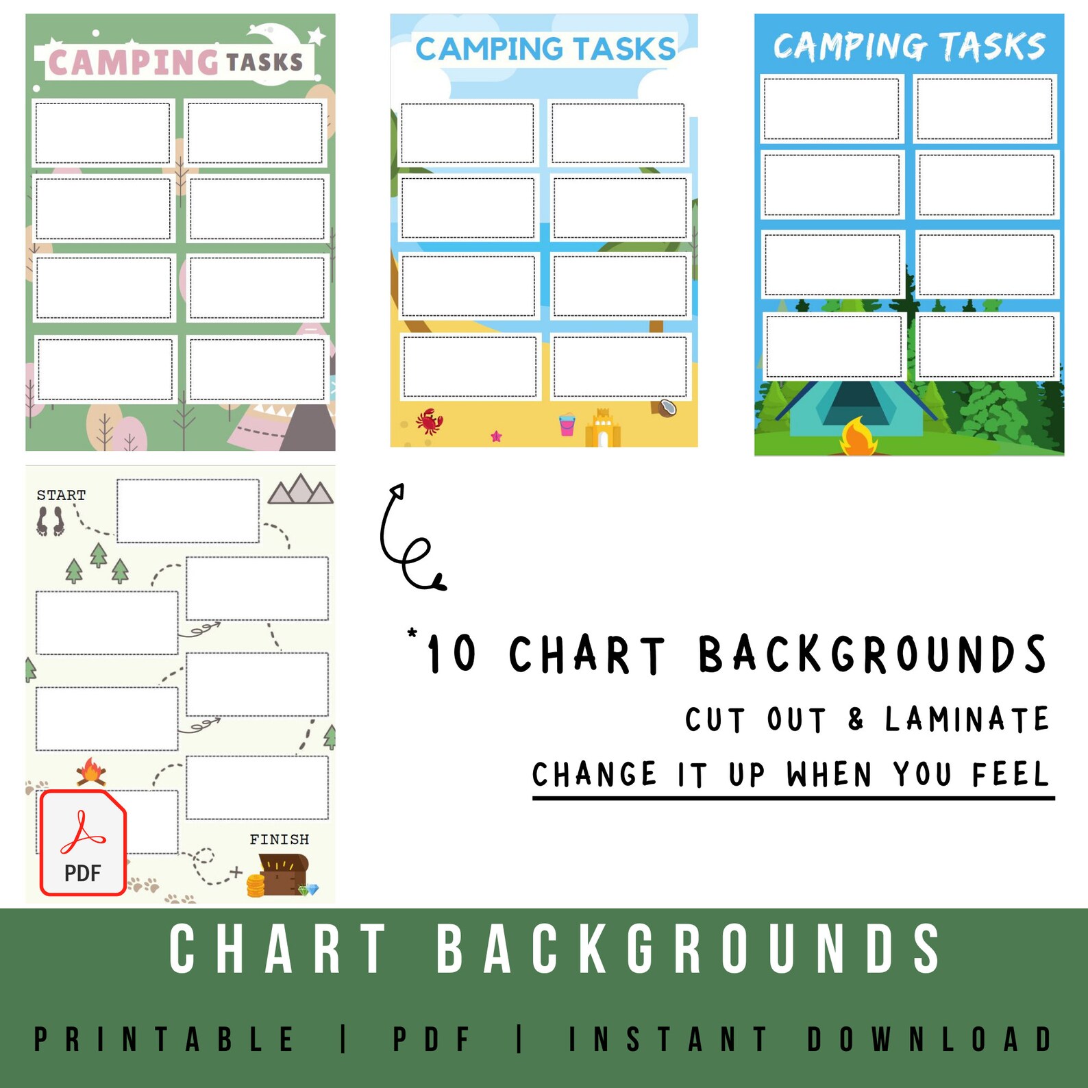 Camping Chore Chart for Kids, Printable, Download, PDF / Routine Chart ...