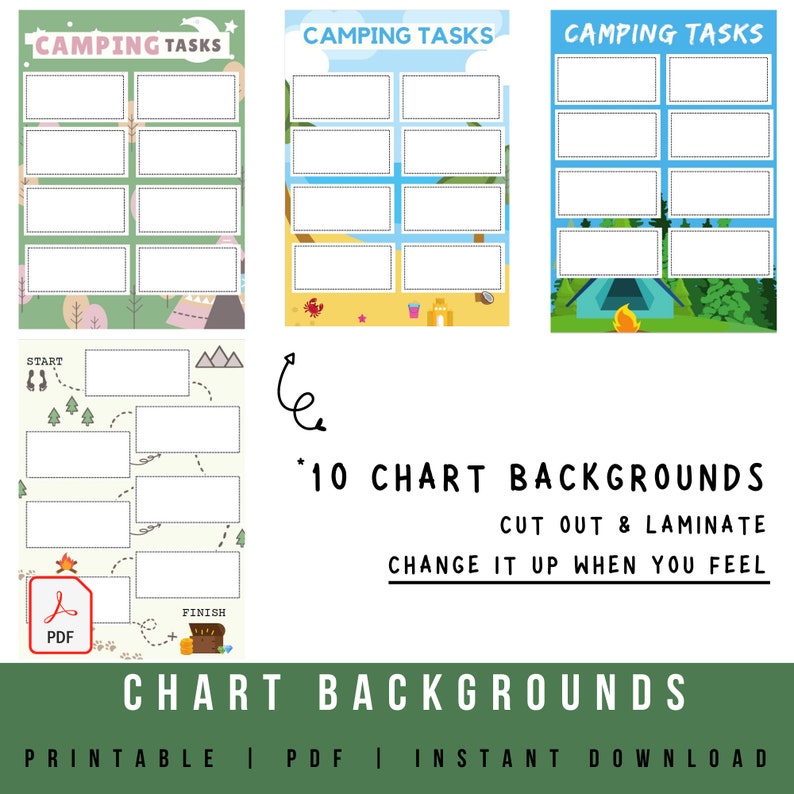 Camping Chore Chart for Kids, Printable, Download, PDF / Routine Chart ...