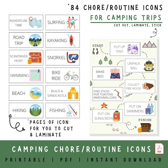 Camping Chore Chart for Kids Printable Download PDF / - Etsy Hong Kong