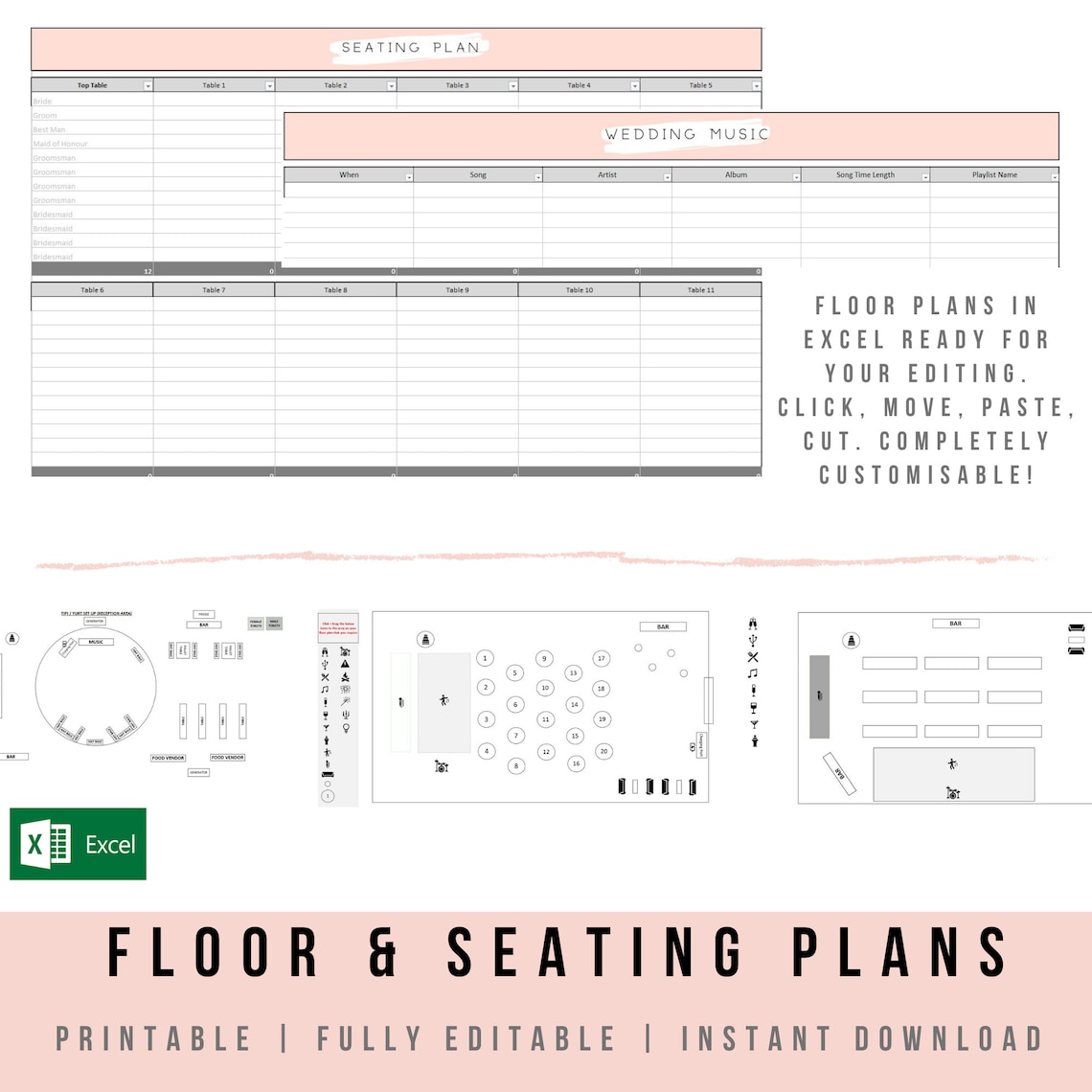 Wedding Planner Excel / Wedding Budget / Event Run Sheet - Excel ...