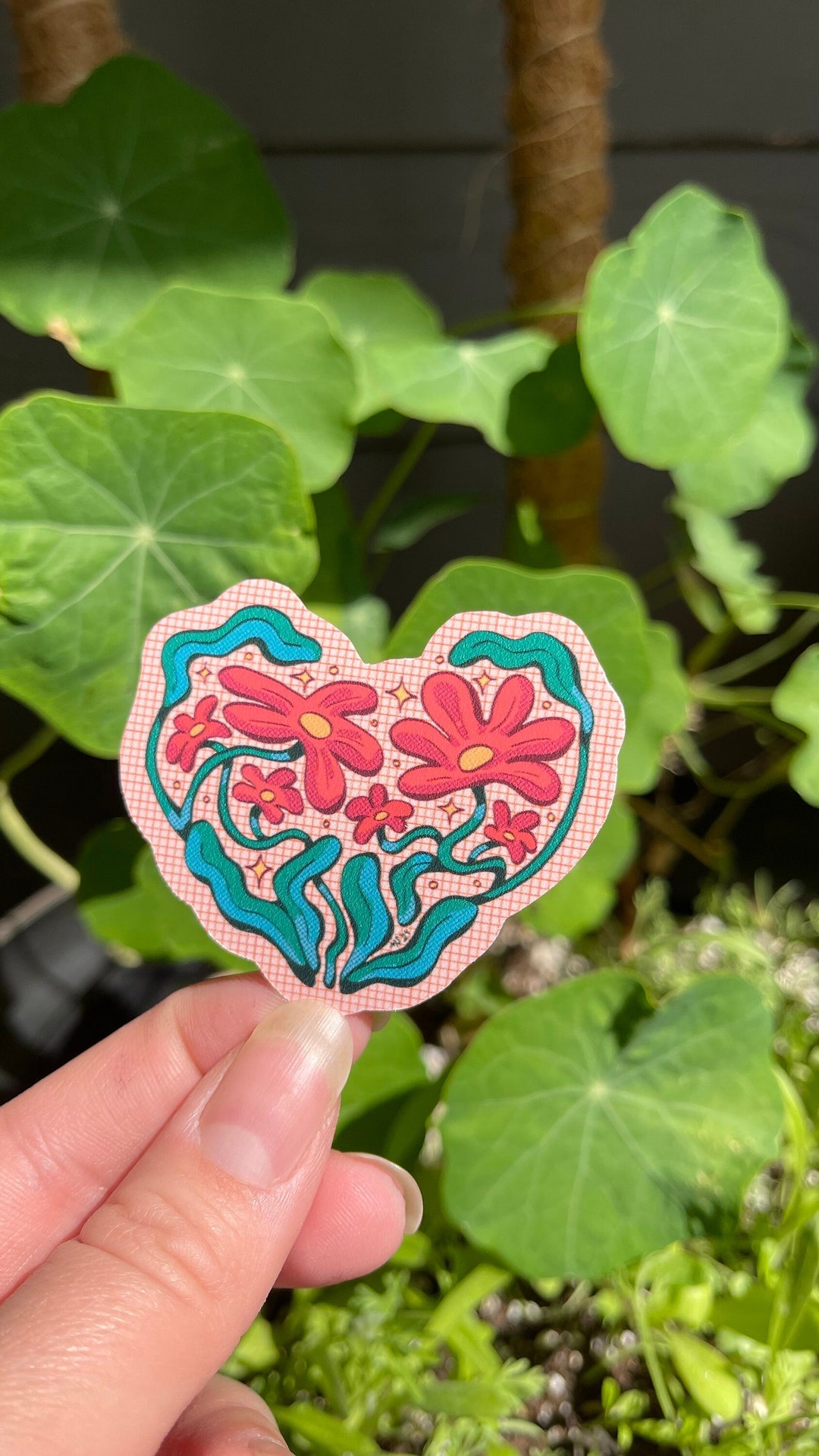 Wavy Flower Heart Sticker - Etsy