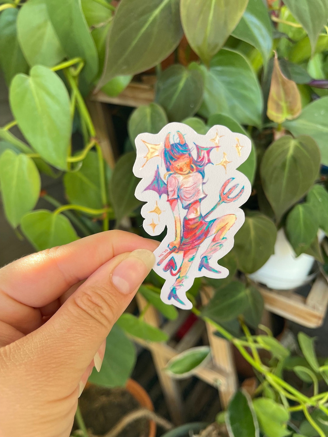 Mischievous Demon Girl Sticker - Etsy