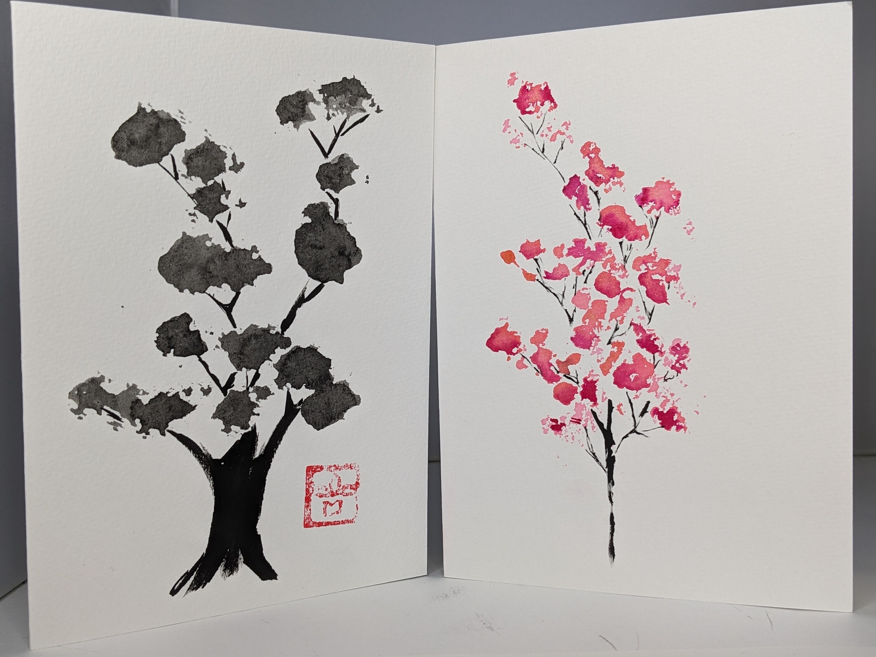 Sumi E Tree Greeting Cards, 2-pack - Etsy
