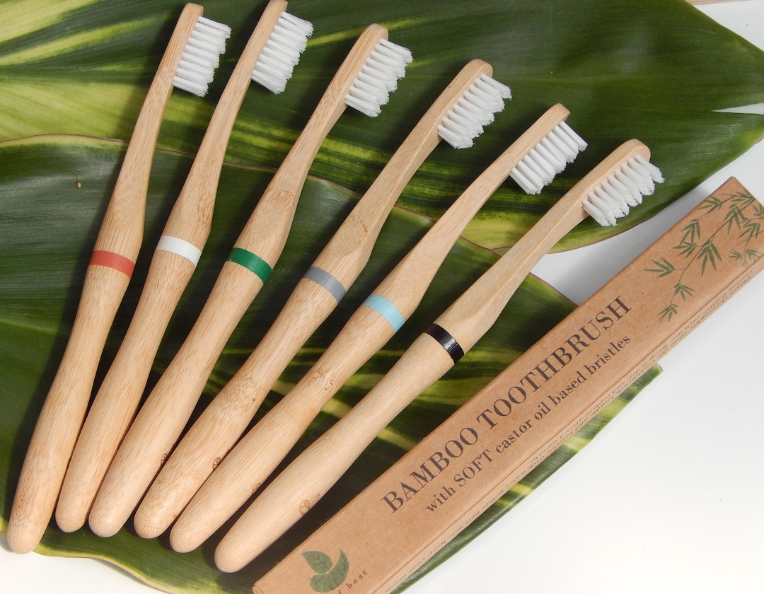 Bamboo Toothbrush: Soft Castor Oil Bristles, Ergonomic Wooden Handle - Etsy