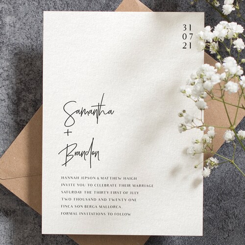 Simple Wedding Invitation Black Card Wedding Invitation - Etsy