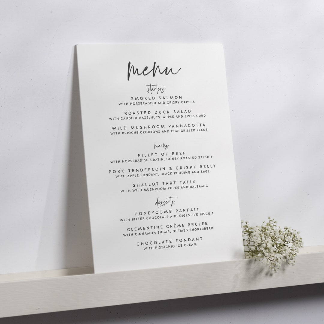 Modern Food Menu Wedding Sign, Wedding Food Sign, Menu for Wedding ...