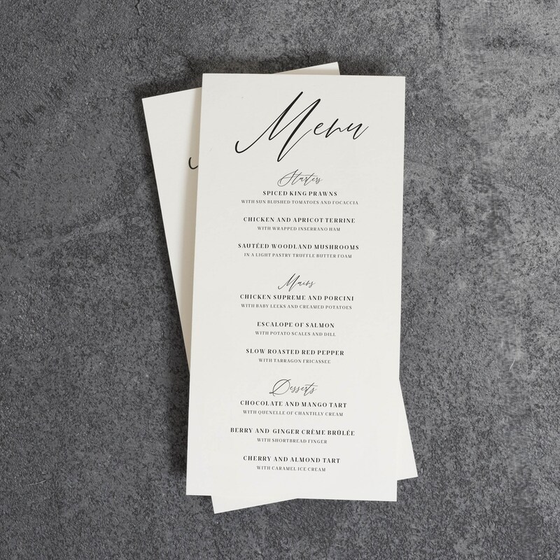 Wedding Menu Cards - Etsy