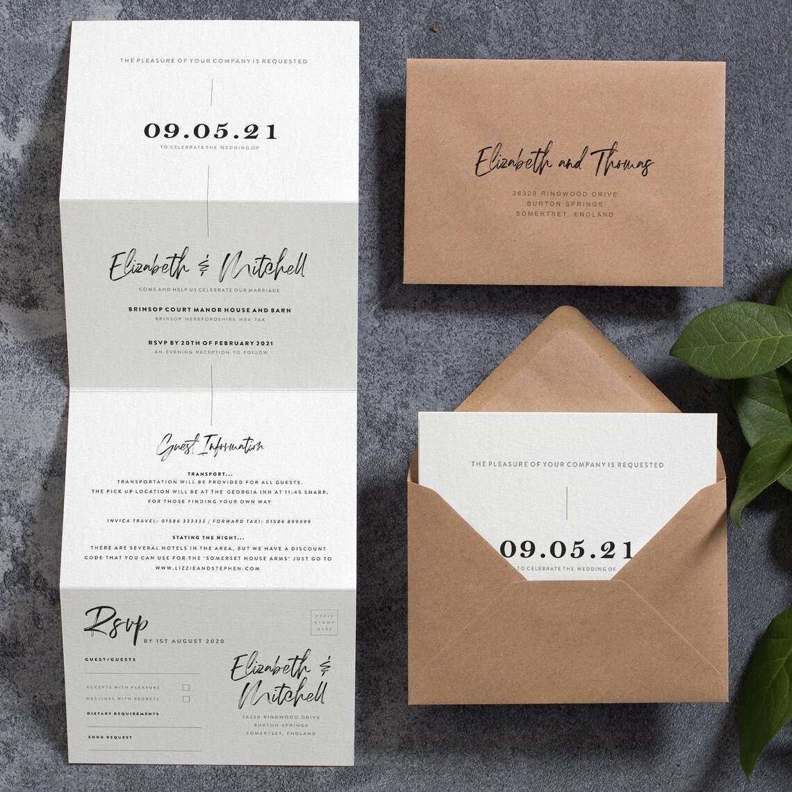 Modern Wedding Invitation All in One Wedding Invite Simple | Etsy