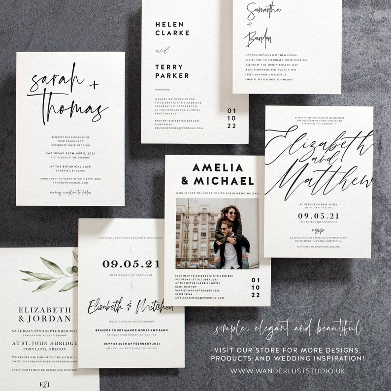 Wedding Invitation Simple Wedding Invitations Classic Etsy