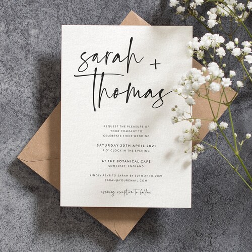 Modern Wedding Invitations Simple Wedding Invitations - Etsy