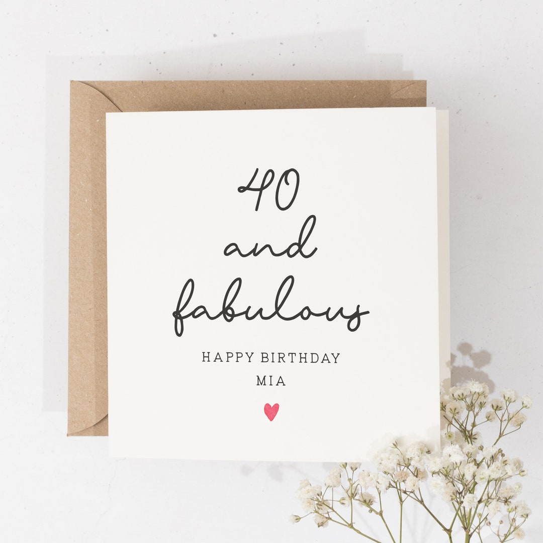 Personalised 40th Birthday Card, 40th Birthday Card for Her, Fabulous ...