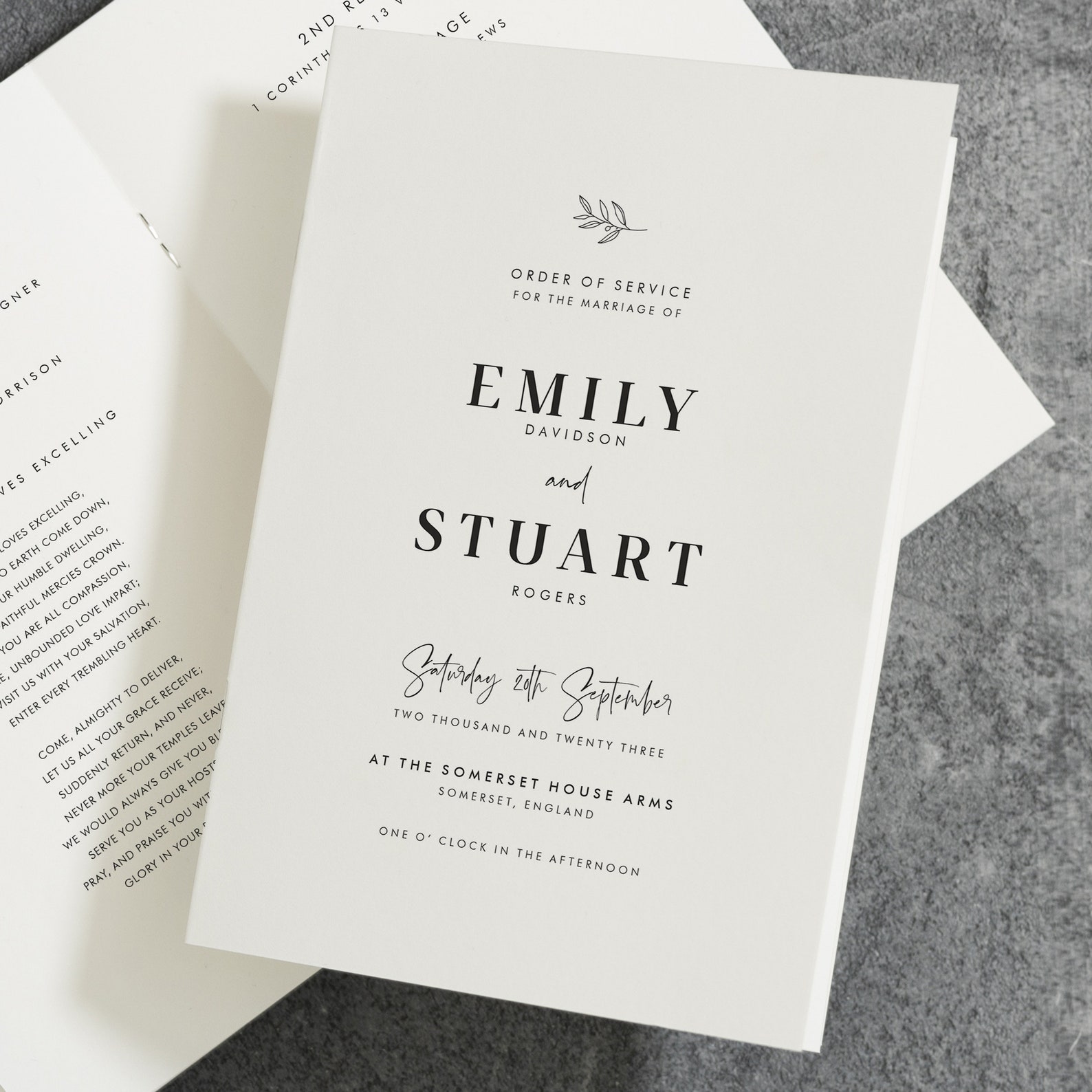 Wedding Order of Service Simple Order of Service Wedding - Etsy UK