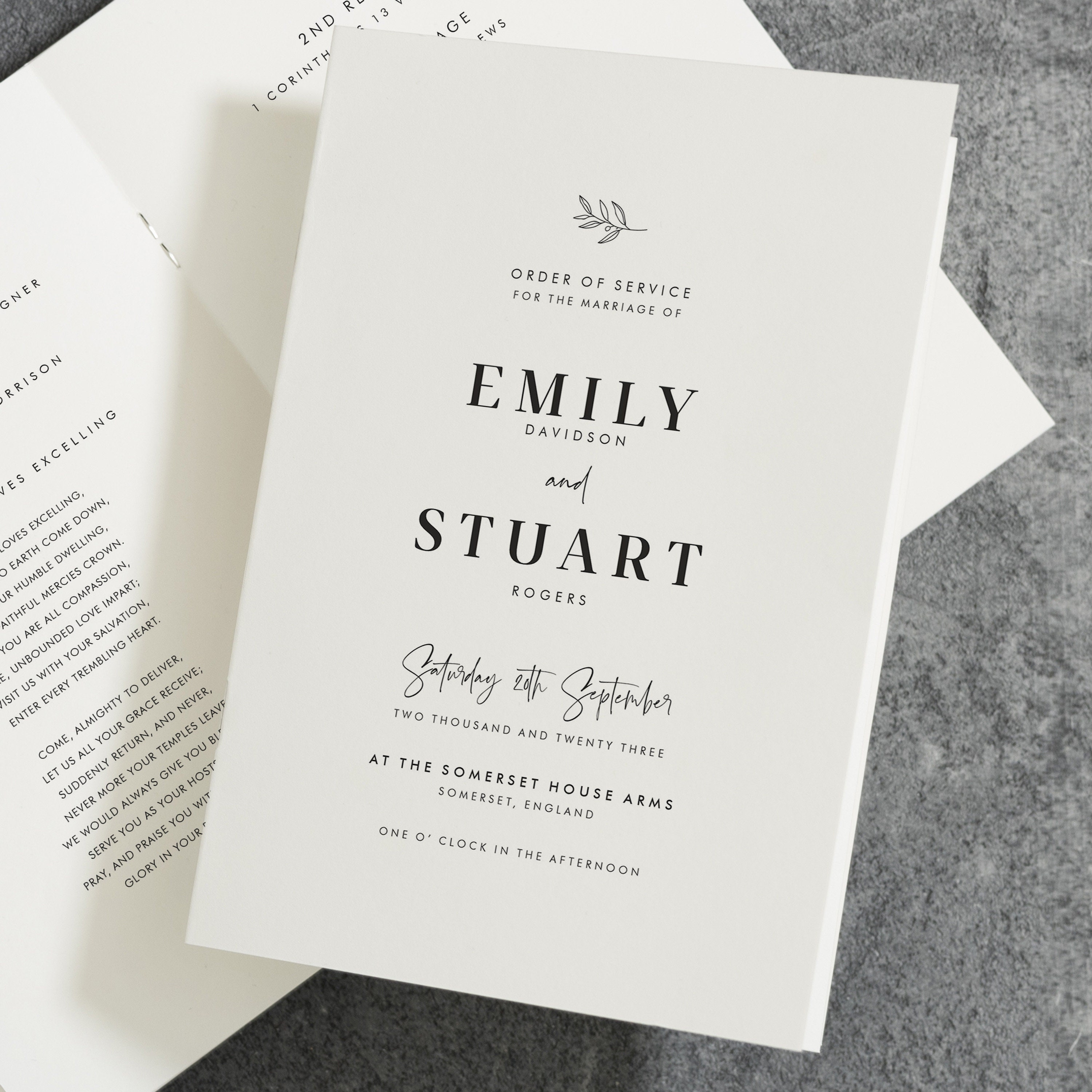 Wedding Order Of Service Simple Order Of Service Wedding Etsy UK