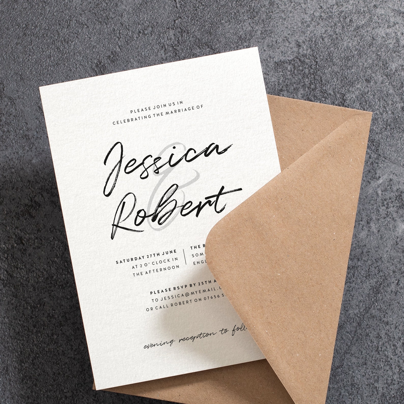 Wedding Invitation Set Simple Wedding Invite With Envelopes - Etsy UK