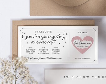 Printable CONCERT Surprise Reveal Ticket Gift Voucher - Etsy