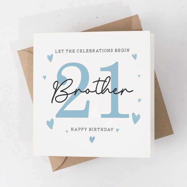 Brother 21st Birthday Cards - Etsy