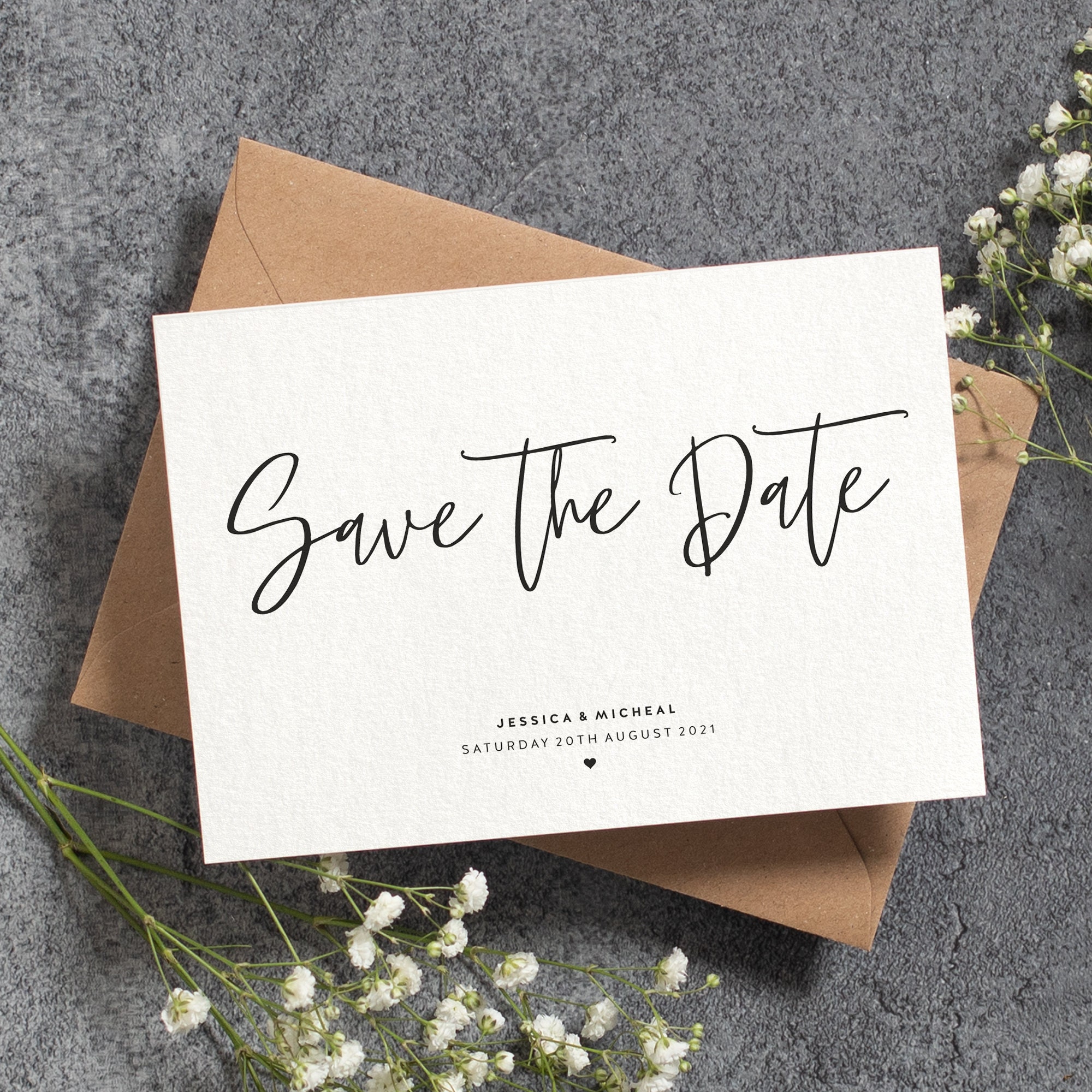 JENNA Simple Postcard Sized Save The Date Save The Date Card Save The