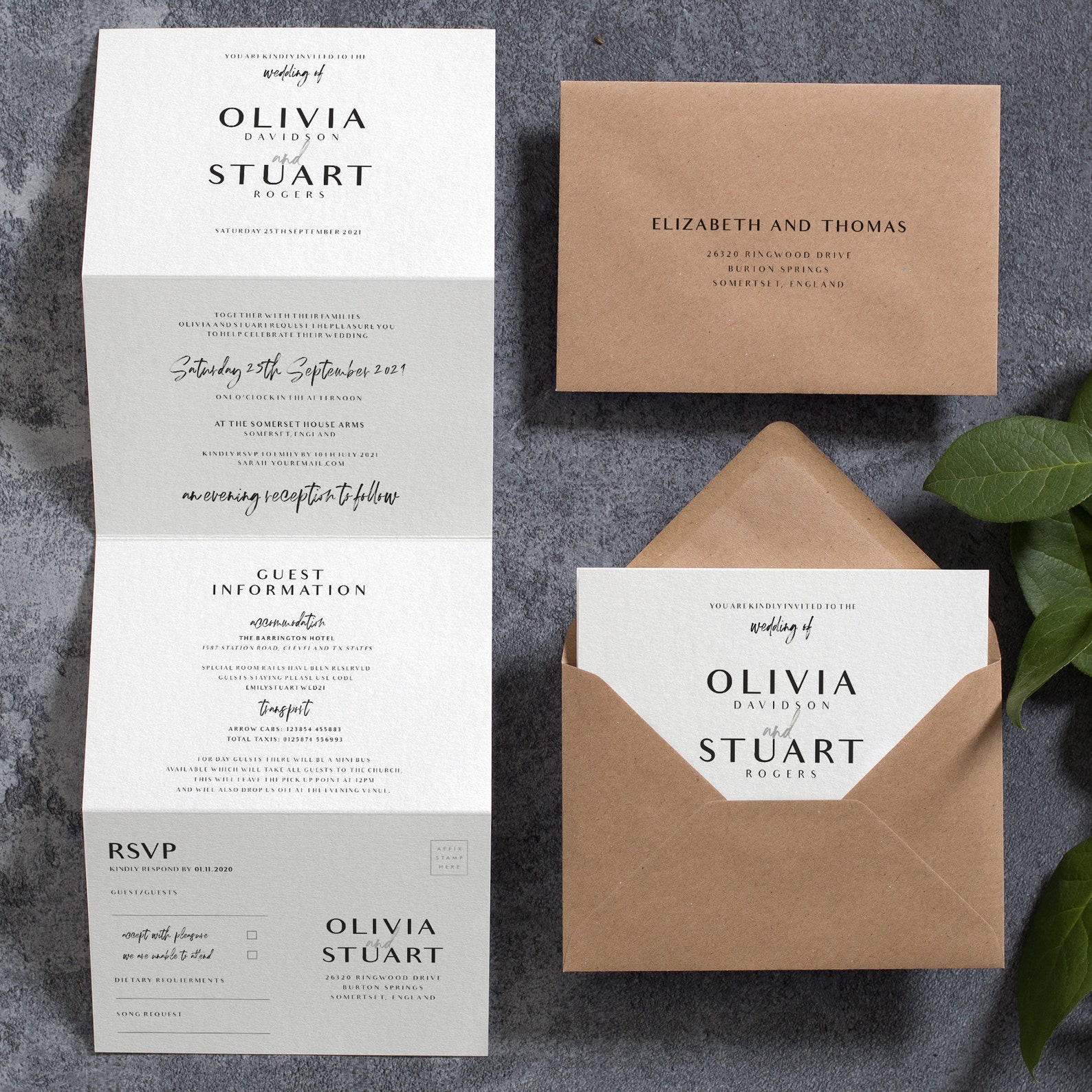 Classic Wedding Invitation 3 Fold Wedding Invitation All in - Etsy