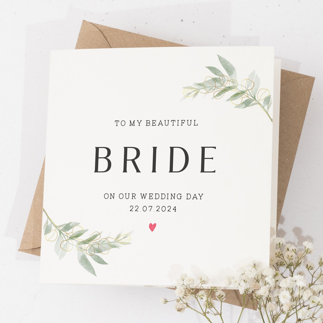 Personalised Bride Wedding Day Card, Wife to Be Card to Bride, to My ...