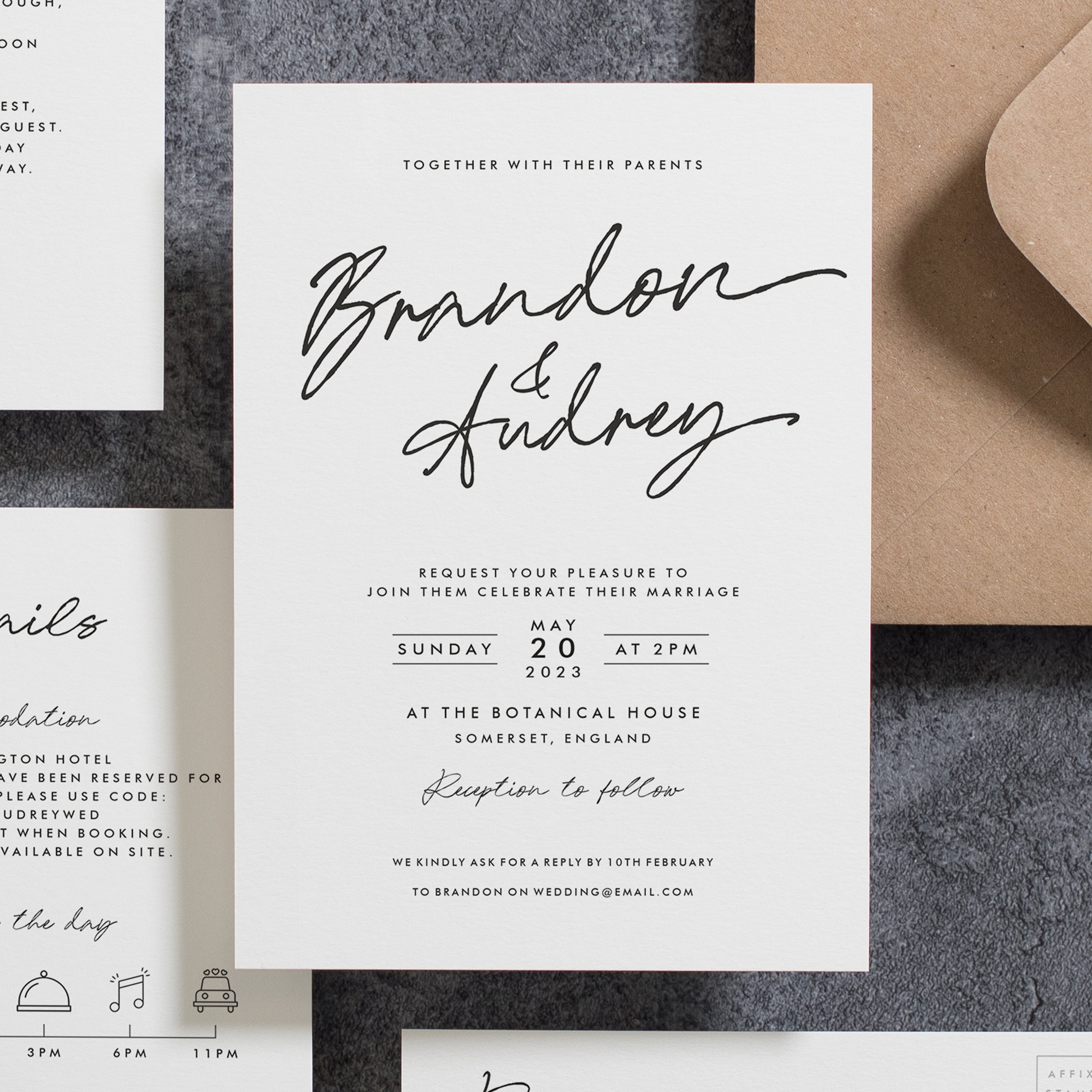 Script Wedding Invitation Bundle With Invite With Envelopes - Etsy UK