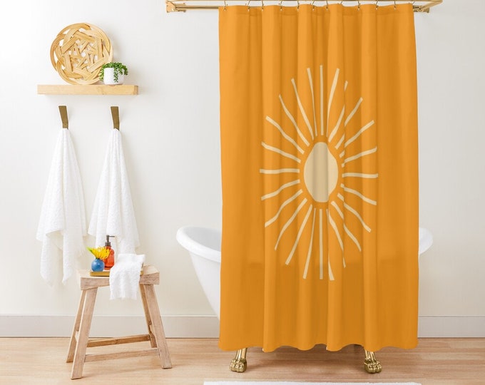 Shower Curtain Mid Century Modern Shower Curtain Abstract Orange