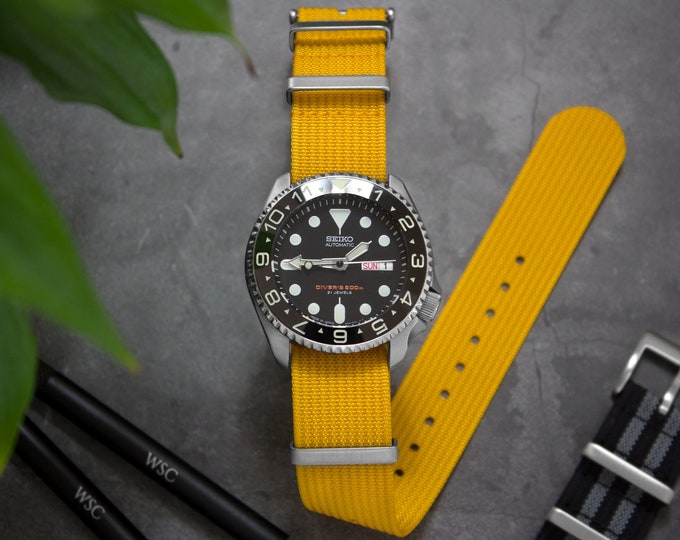 Mustard Yellow Ribbed Nylon Watch Strap, Yellow (20mm & 22mm) - Etsy