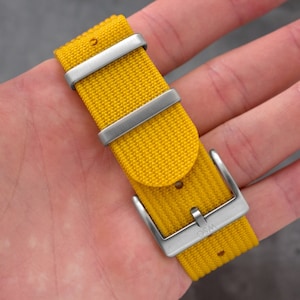 Mustard Yellow Ribbed Nylon Watch Strap, Yellow (20mm & 22mm) - Etsy