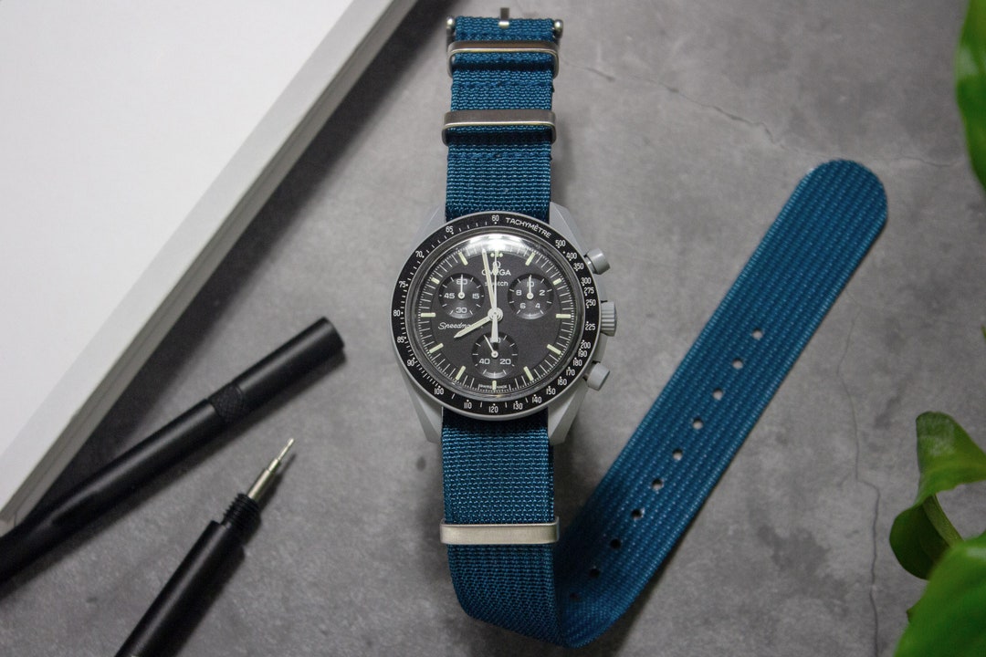 Blue Ribbed Nylon Watch Strap, Blue (20mm & 22mm) - Etsy