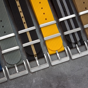Mustard Yellow Ribbed Nylon Watch Strap, Yellow (20mm & 22mm) - Etsy