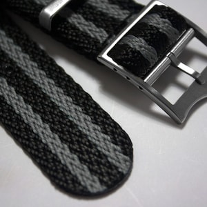 Spectre Bond Herringbone Watch Strap, Black Grey, Tudor Style Buckle ...