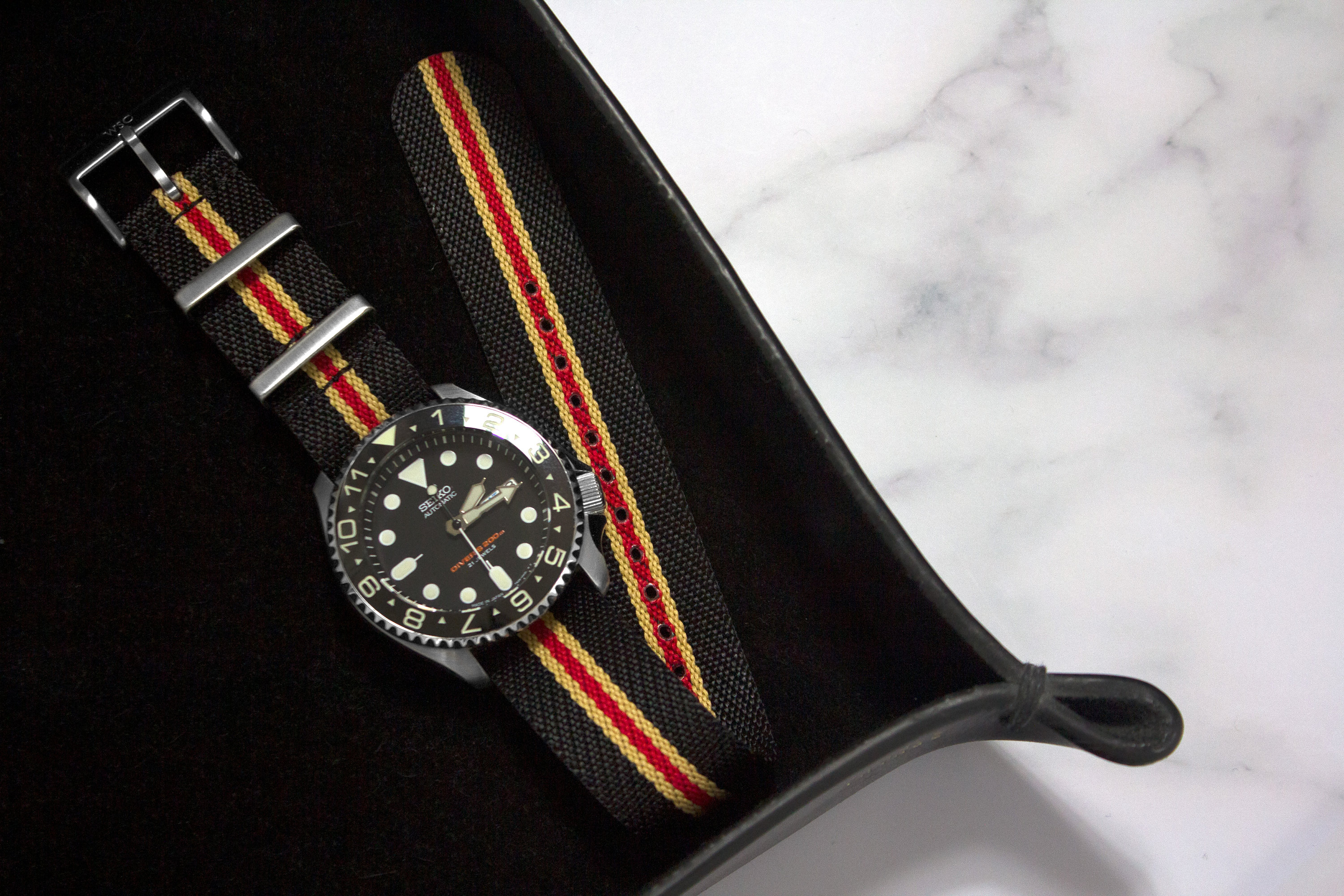 Heritage Tudor Twill Single Pass Watch Strap Black Khaki Red - Etsy