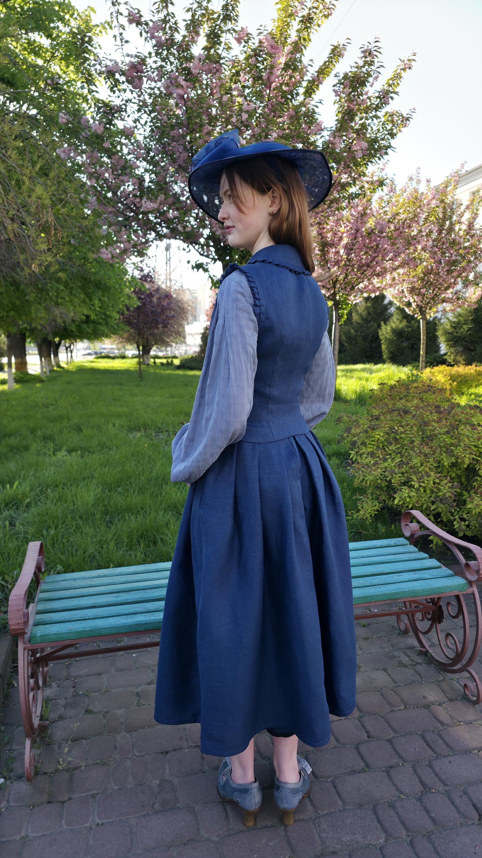 Victorian Edwardian Split-pants: Pleated Blue Skirt-trousers - Etsy