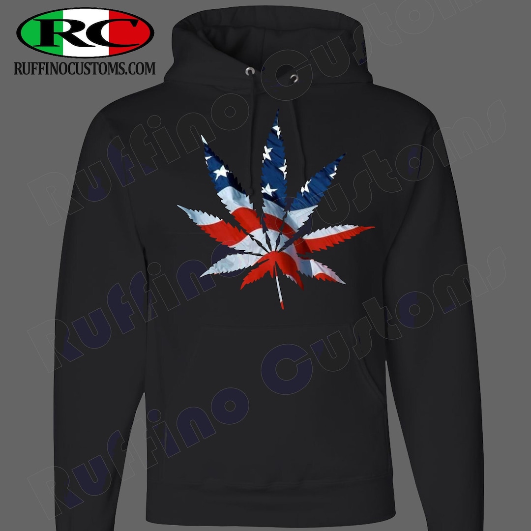 American Flag Marijuana Leaf Hoodie, Pot Leaf, American Flag Leaf ...