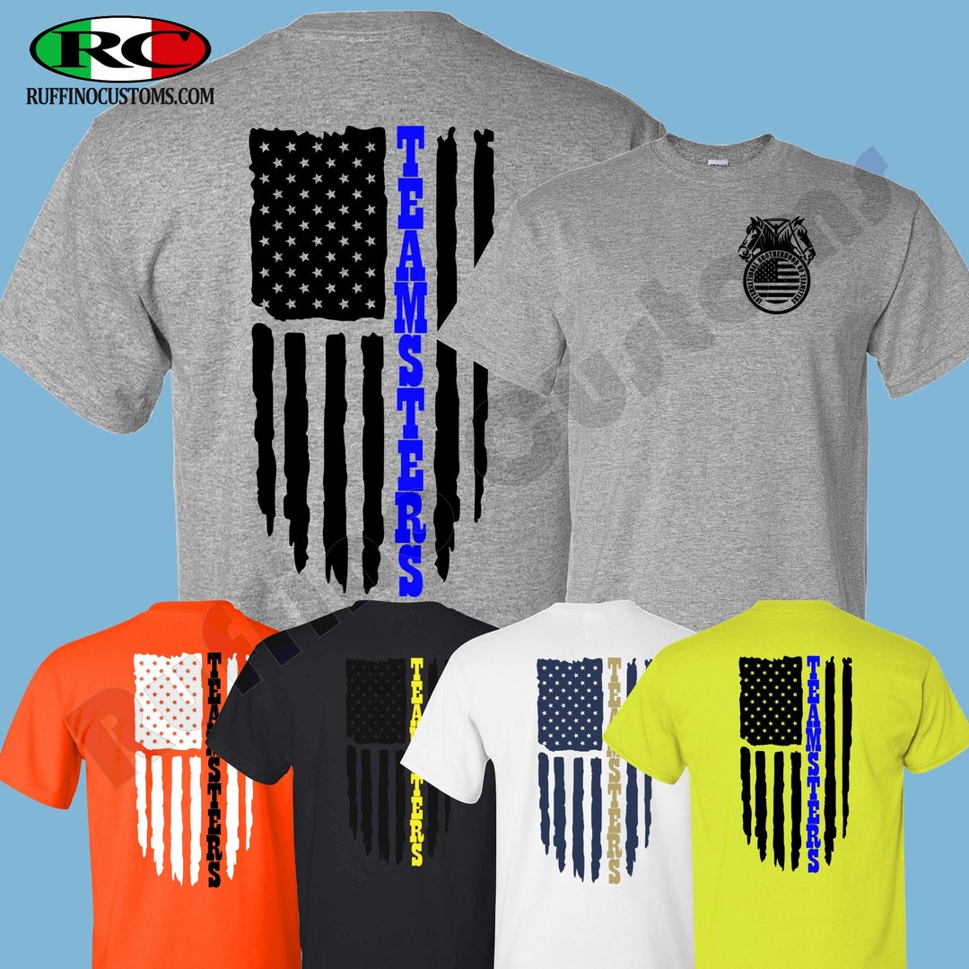 Teamster American Flag T-shirt, Union Strong, Gifts, Distressed ...
