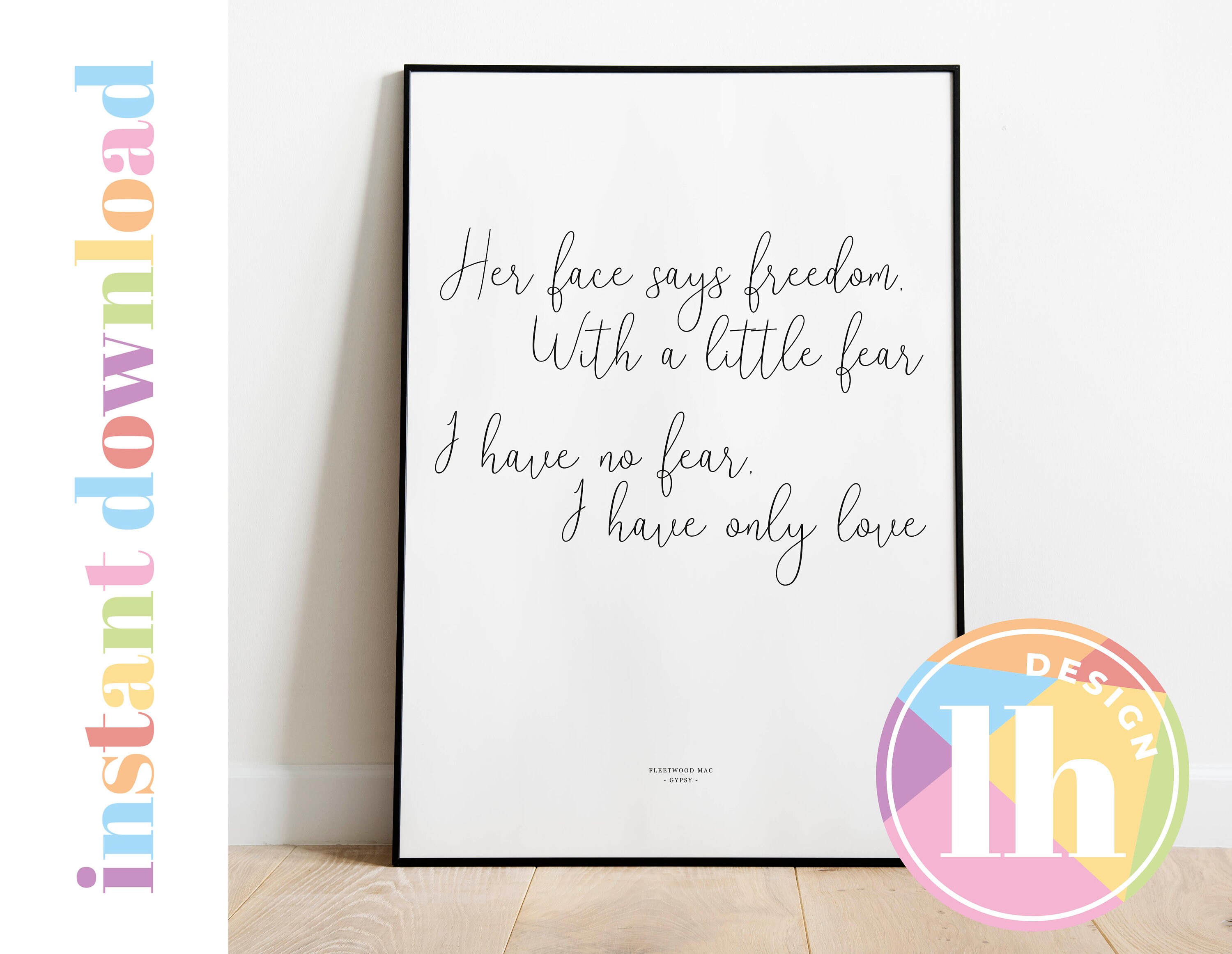 Fleetwood Mac Print Gypsy Lyrics Home Decor Listen to - Etsy