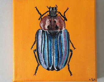 Hand Painted Acrylic Hercules Beetle Canvas Beetle Dynastes - Etsy