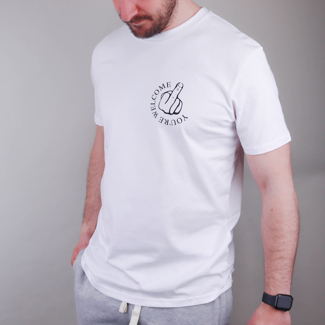 Funny Middle Finger Men's Fashion Designer White T-shirt - Etsy
