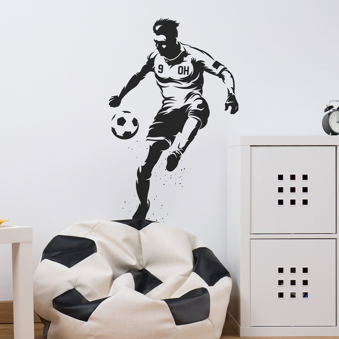 Personalised Football Player Vinyl Wall Sticker, Wall Print, Wall Decal ...