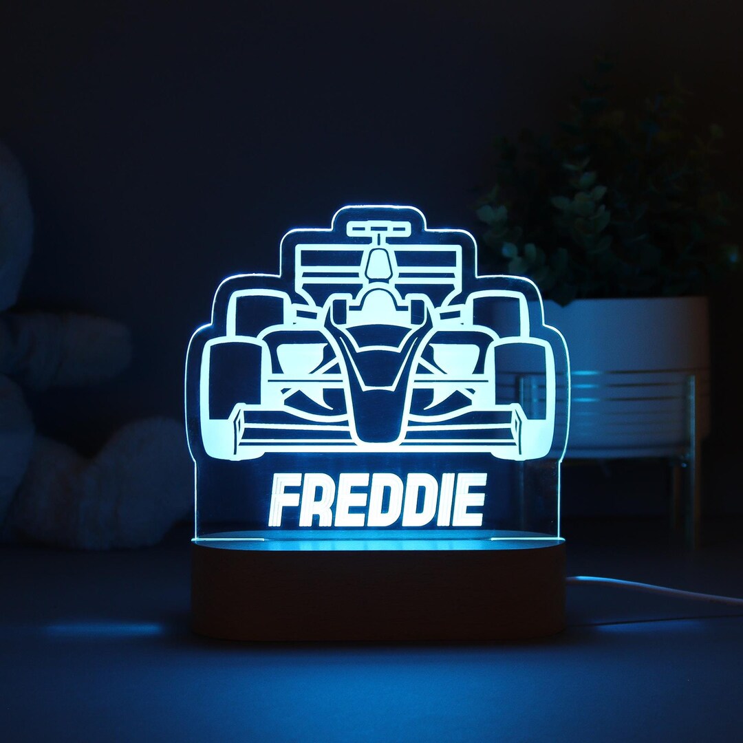 Night Light Race Car Formula One Racing Car Personalised, Boys Room ...