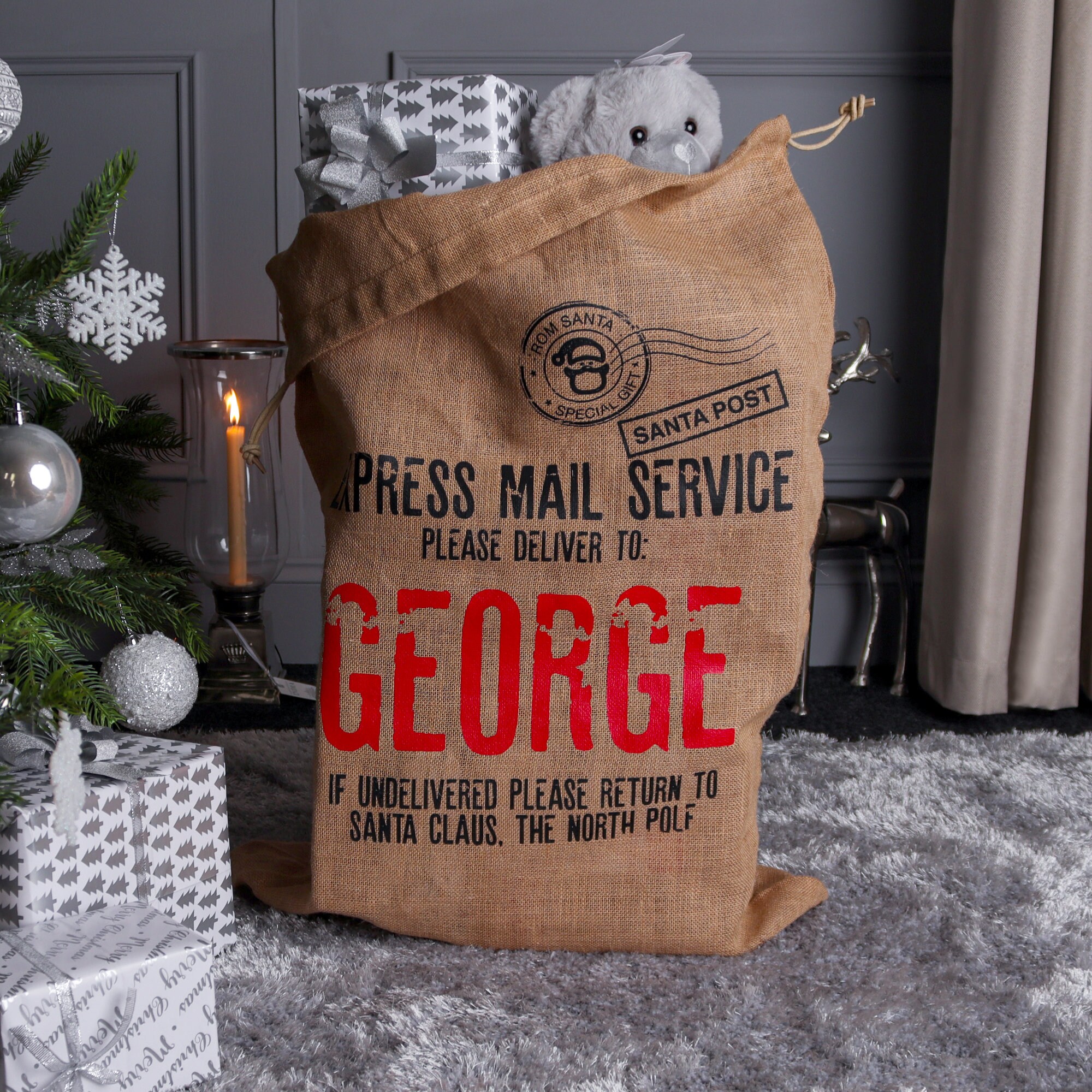 Personalised Christmas Santa Sack Express Mail Christmas Stocking Bag ...