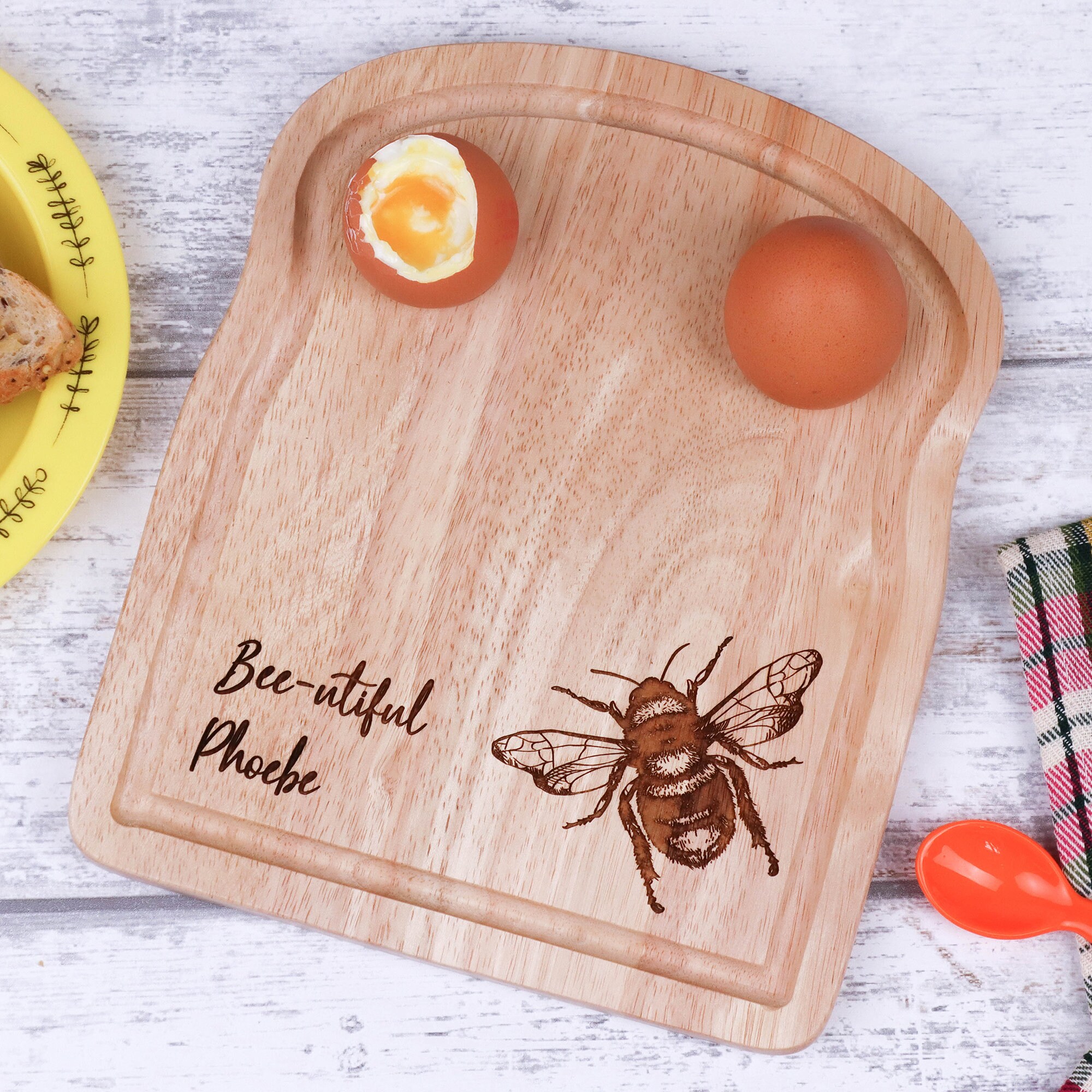 Personalised Dippy Egg Breakfast Board With a Bee Design | Etsy