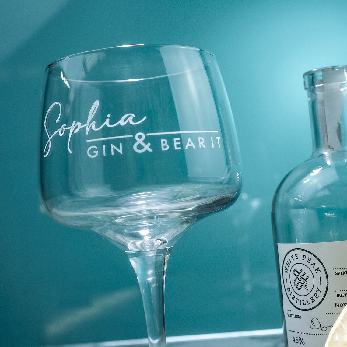 Personalised Gin Glass the Gin & Bear It is a Perfect Gift for | Etsy