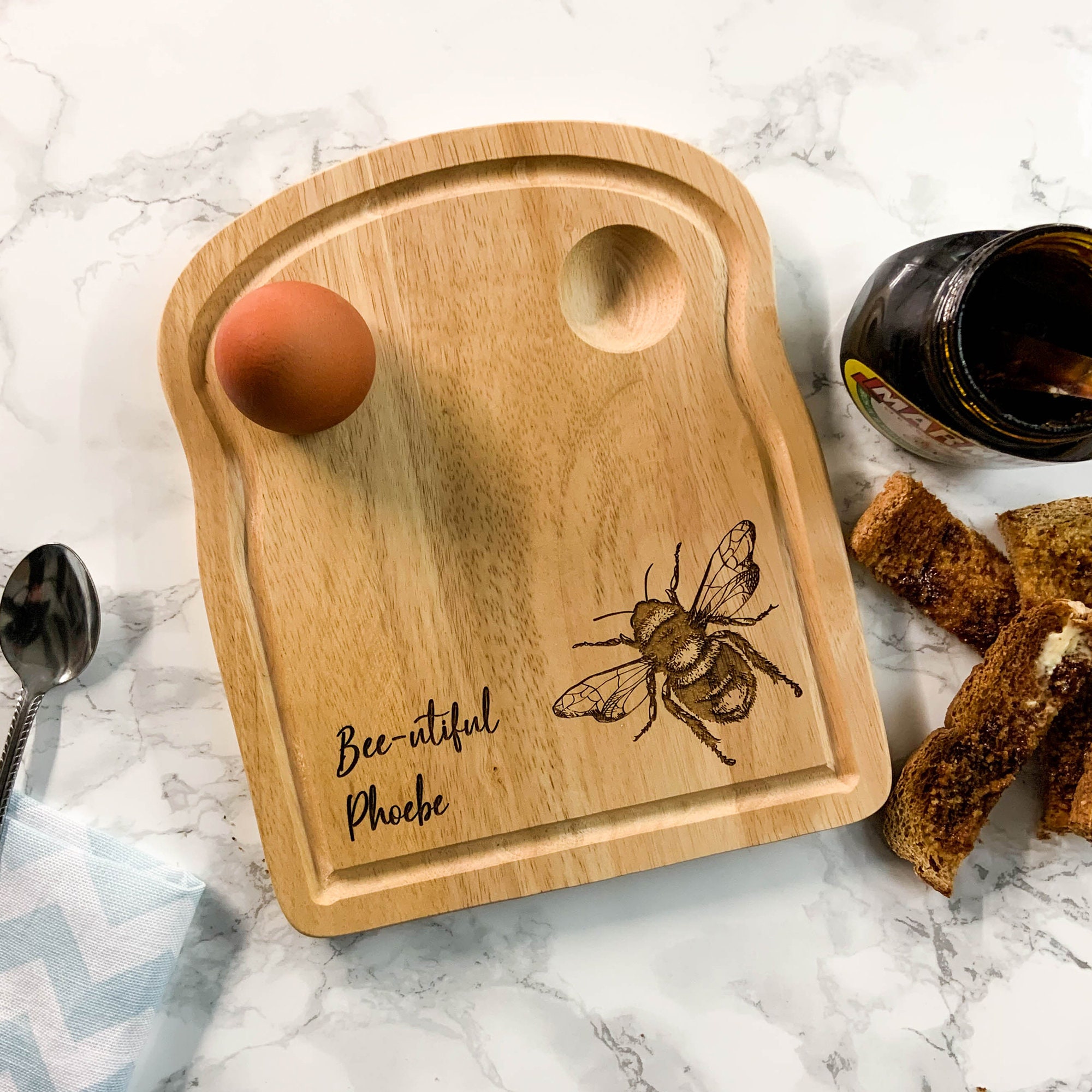 Personalised Dippy Egg Breakfast Board With a Bee Design | Etsy