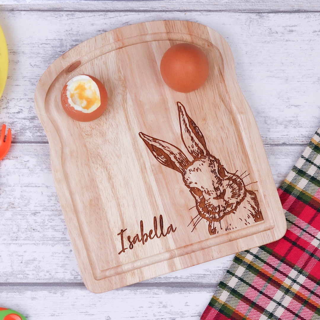 Personalised Dippy Egg and Soldiers Breakfast Board With a Bunny Design ...