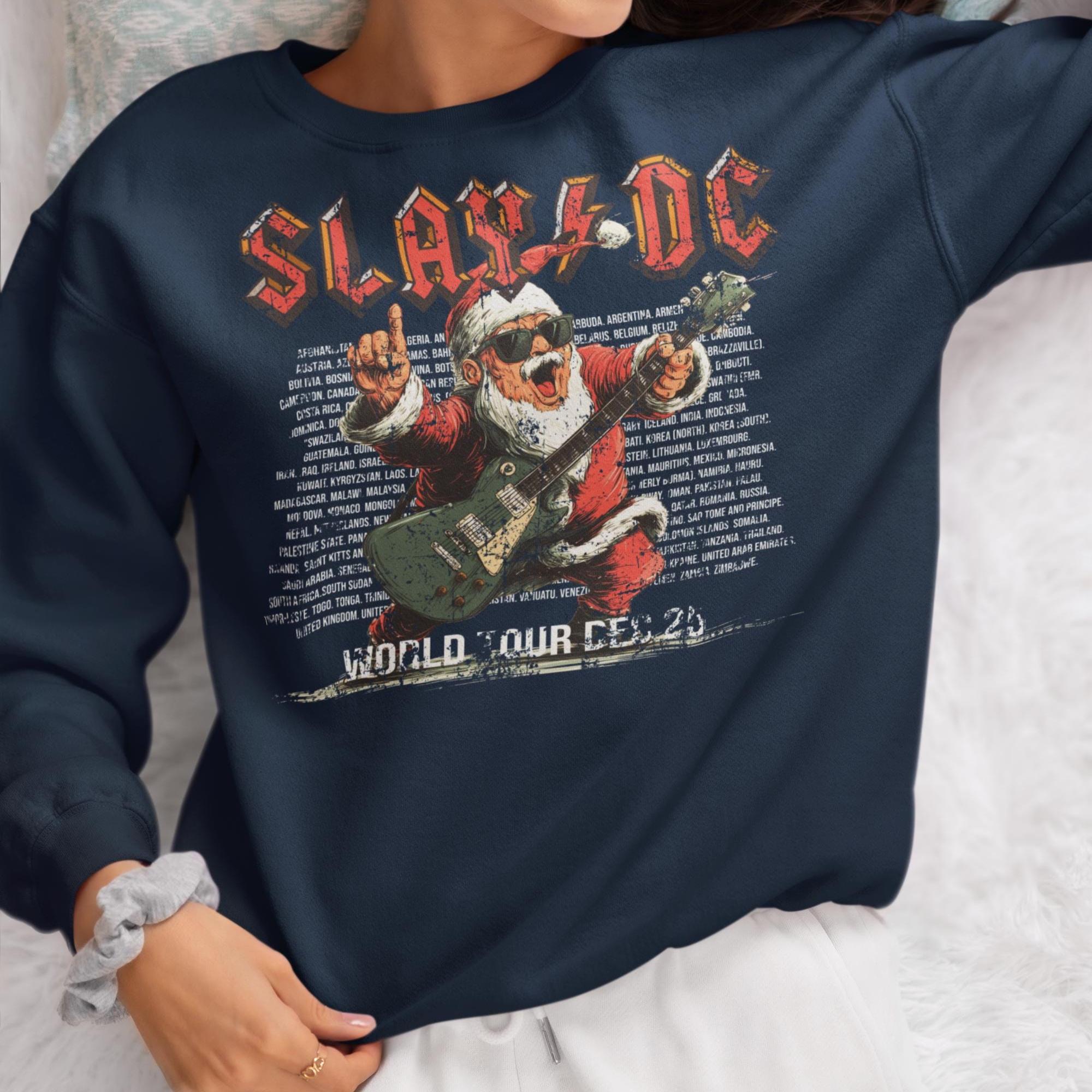 SLAY-DC Christmas Band T-shirt or Sweater – Funny Rock Santa Xmas ...