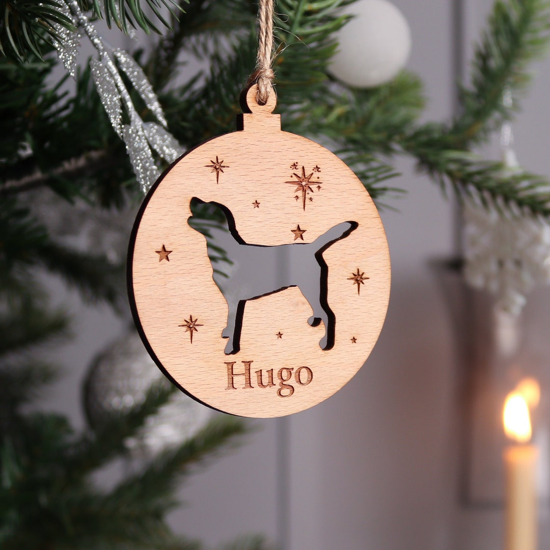 Personalised Labrador Dog Christmas Bauble Wooden Xmas Tree Decoration ...