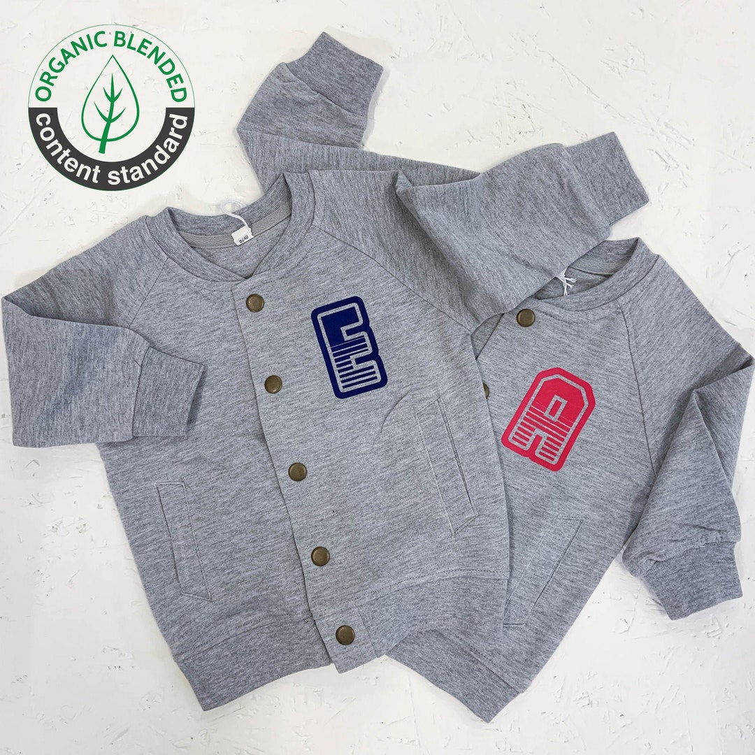Personalised Kid's Organic Bomber Jacket Children's Trendy Coat With ...