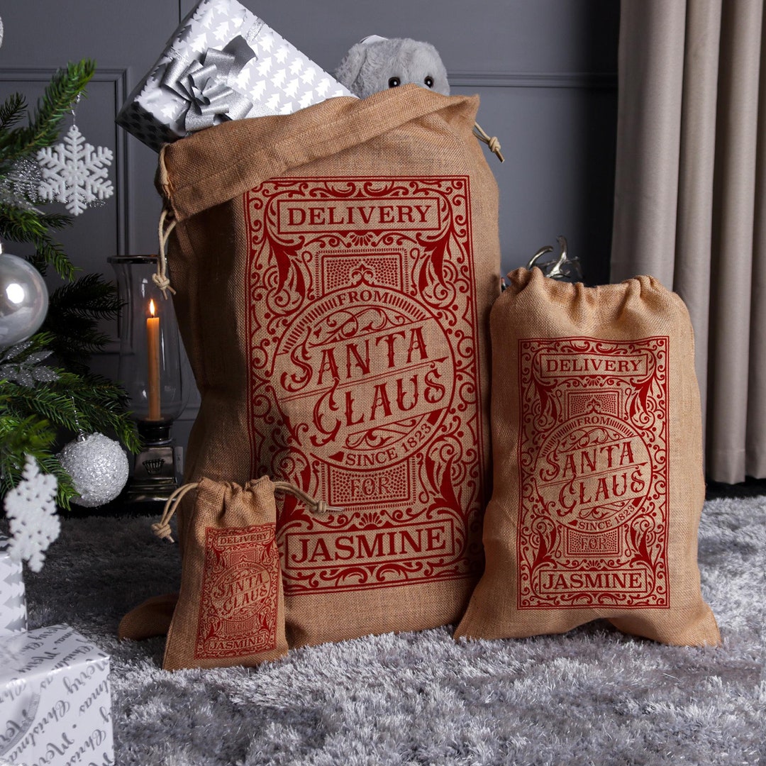 Christmas Santa Sack Stocking Traditional Present Bag. - Etsy