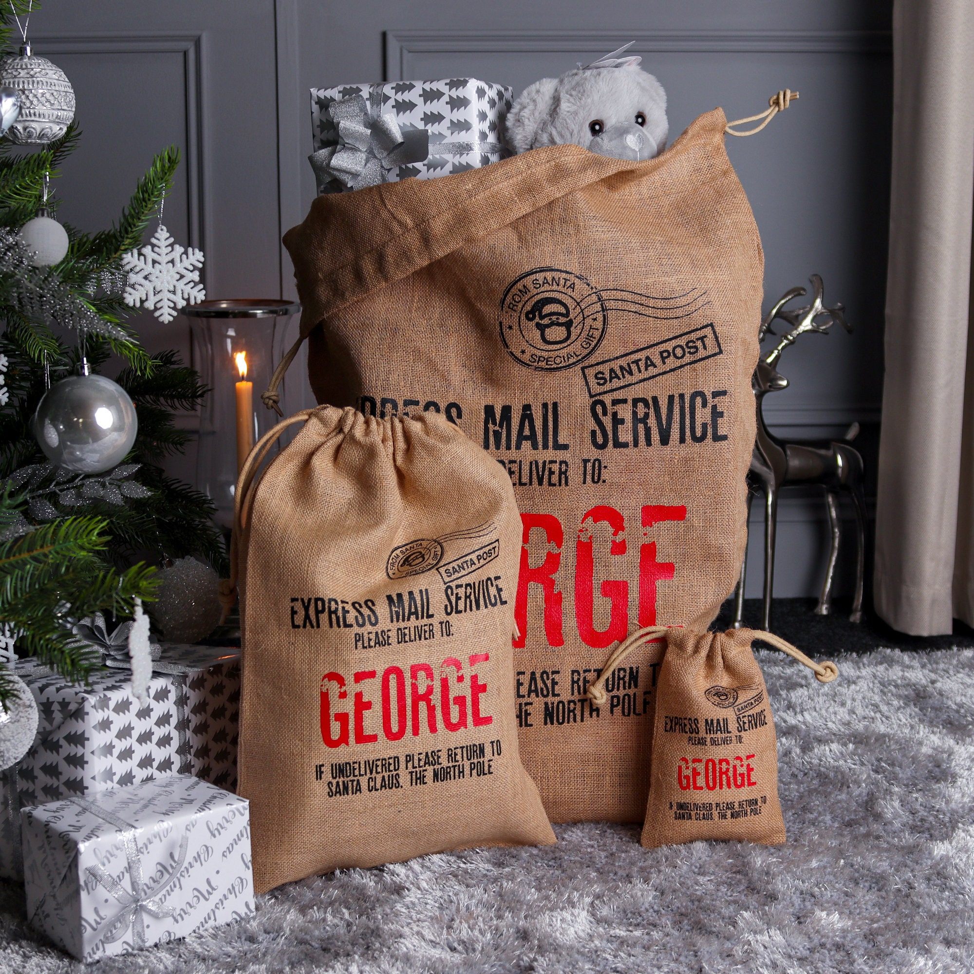 Personalised Christmas Santa Sack Express Mail Christmas Stocking Bag ...