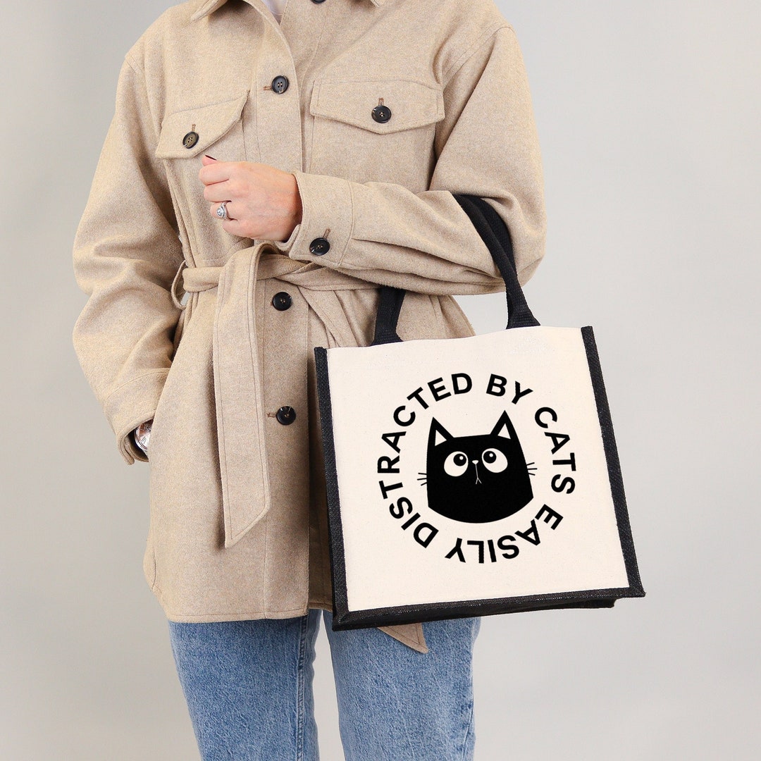 Easily Distracted by Cats Large Handbag Tote Bag Gift Idea for Any Cat ...